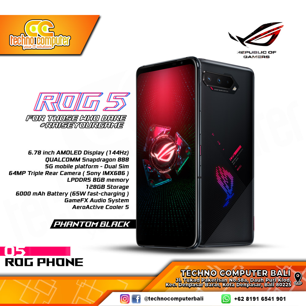 ASUS ROG PHONE 5 5G - PHANTOM BLACK 8/128GB SNAPDRAGON 888